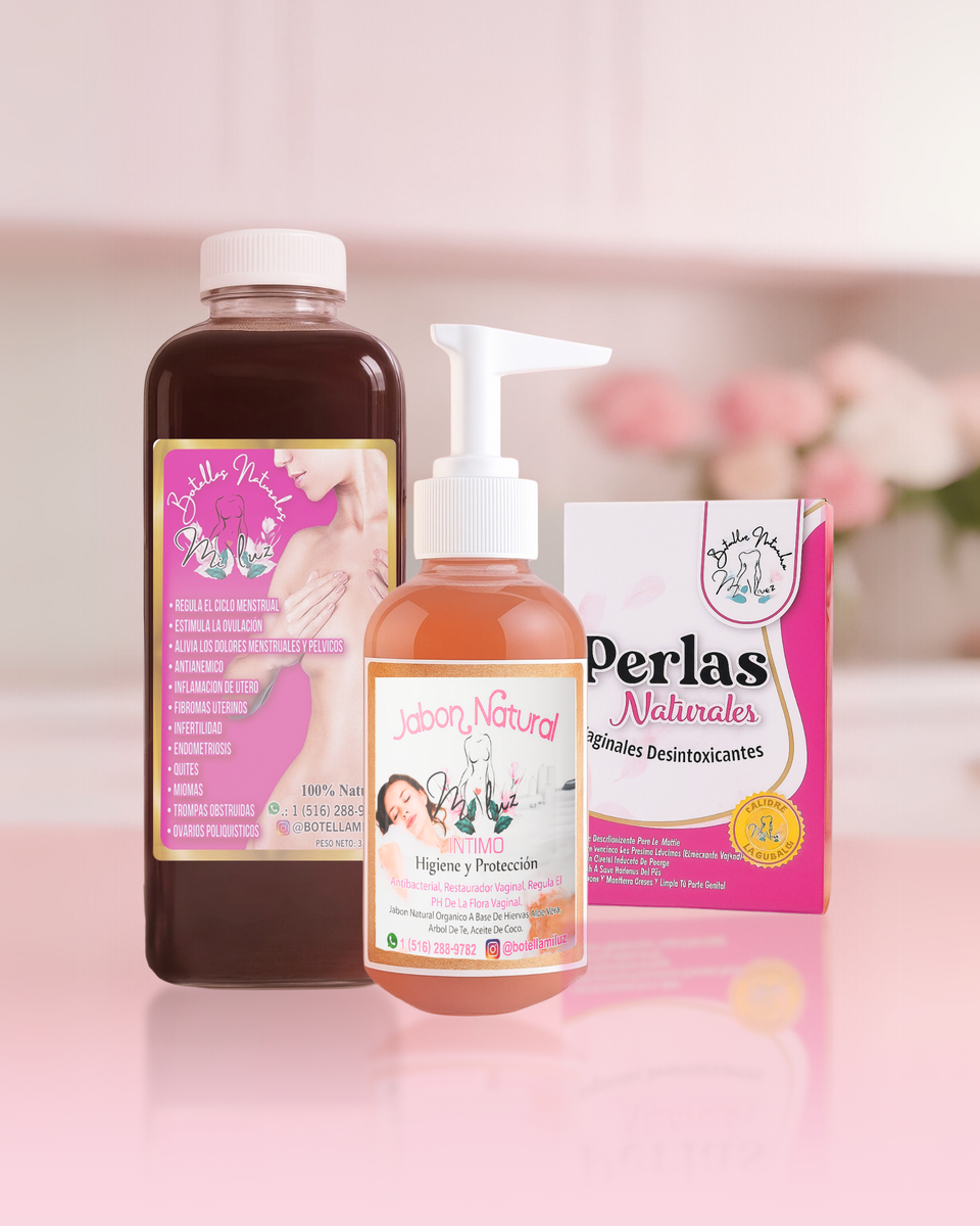 Combo "Botella Mi Luz" con Perlas Naturales y Jabón Intimo – botellamiluz